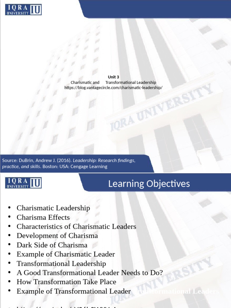 Charismatic and Transformational Leadership | PDF | Leadership | Charisma