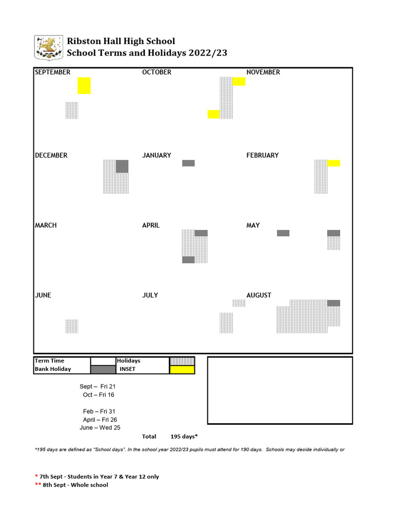 Ribston Hall Term Dates For 22 23.247578471 | PDF | Observances | Holidays