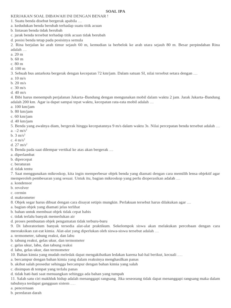 Soal Ipa 7 | PDF