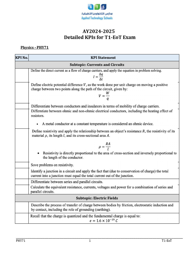 AY2425-T1-EoT-PHY71-Detailed KPIs | PDF