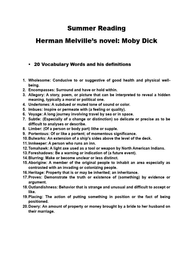 Summer Reading | PDF | Moby Dick | Captain Ahab