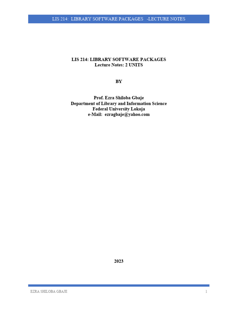 Library Software Packages Overview | PDF | Application Software ...