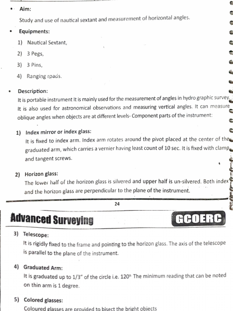 Determination of Horizontal Angle Using Nautical Sextant | PDF