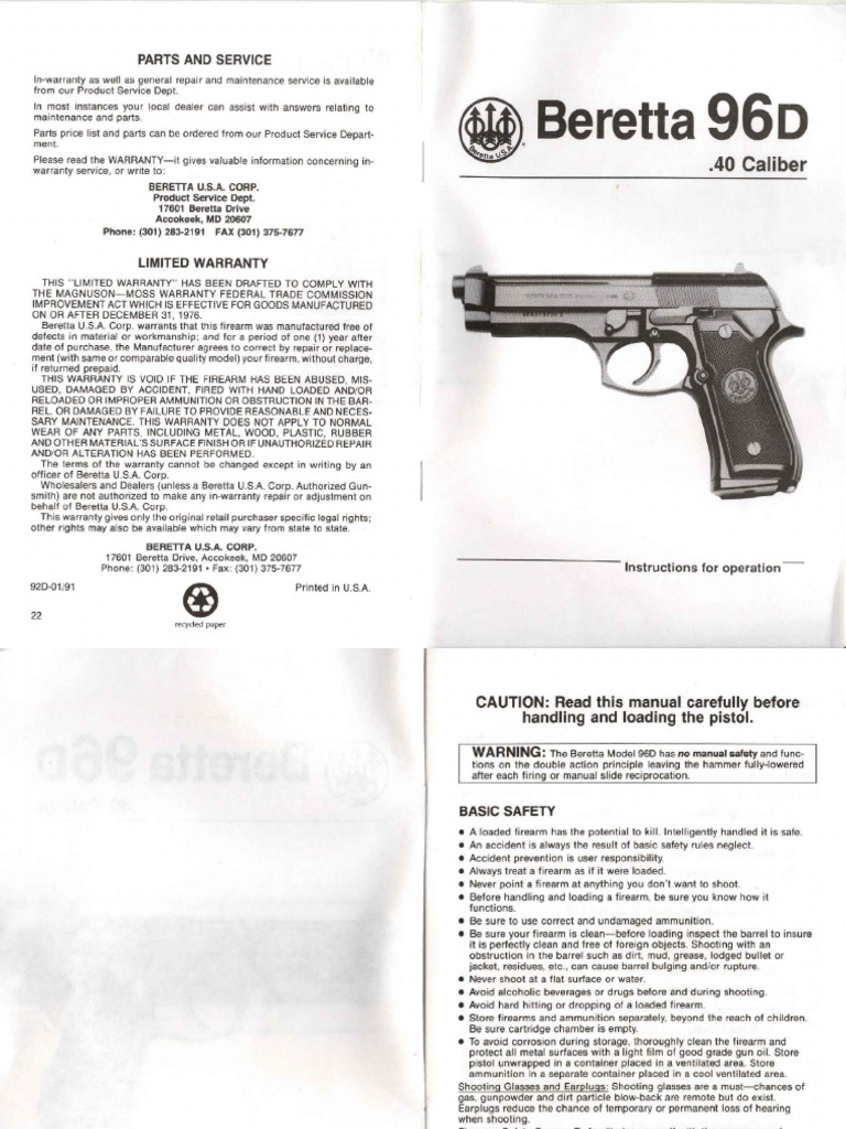 Beretta 96d en | PDF