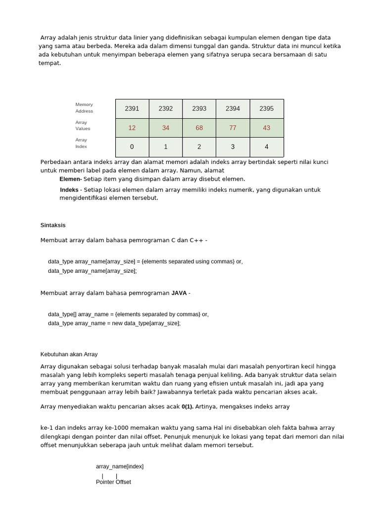 Struktur Data Dan Algoritma - Array | PDF | Komputer