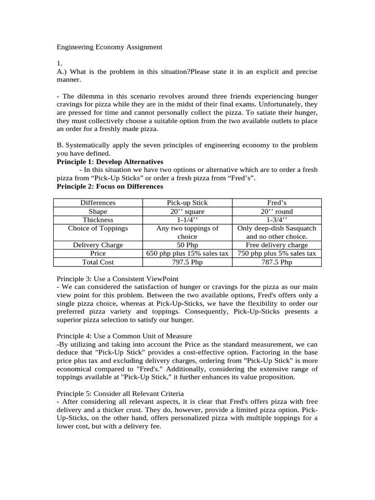 Engineering Economy Assignment | PDF | Reliability Engineering ... Engineering Economy Assignment | PDF | Reliability Engineering ...