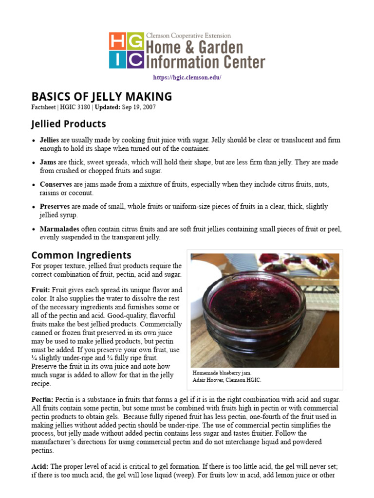 Basics of Jelly Making: Jellied Products | PDF | Fruit Preserves | Food ...