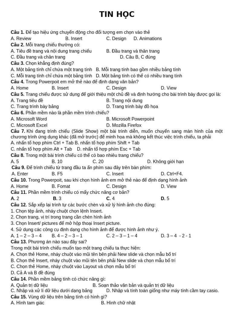 Đề Cương Ôn Tập Hkii Tin 7 | PDF