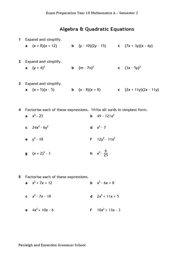 Revision Solutions Pdf Area Factorization