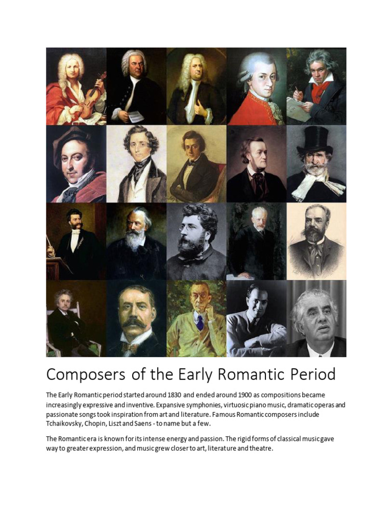 Composers of The Early Romantic Period | PDF | Romanticism | Camille ...