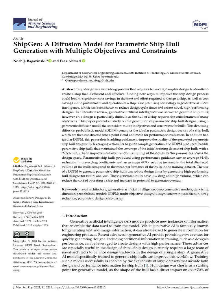 ShipGen A Diffusion Model For Parametric Ship Hull | PDF