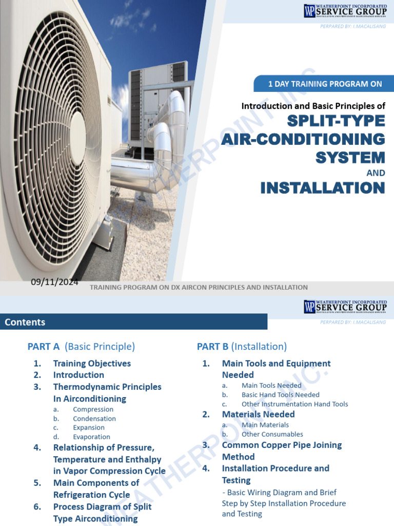 1 Day Ac Training DX Aircon | PDF | Air Conditioning | Pipe (Fluid ...