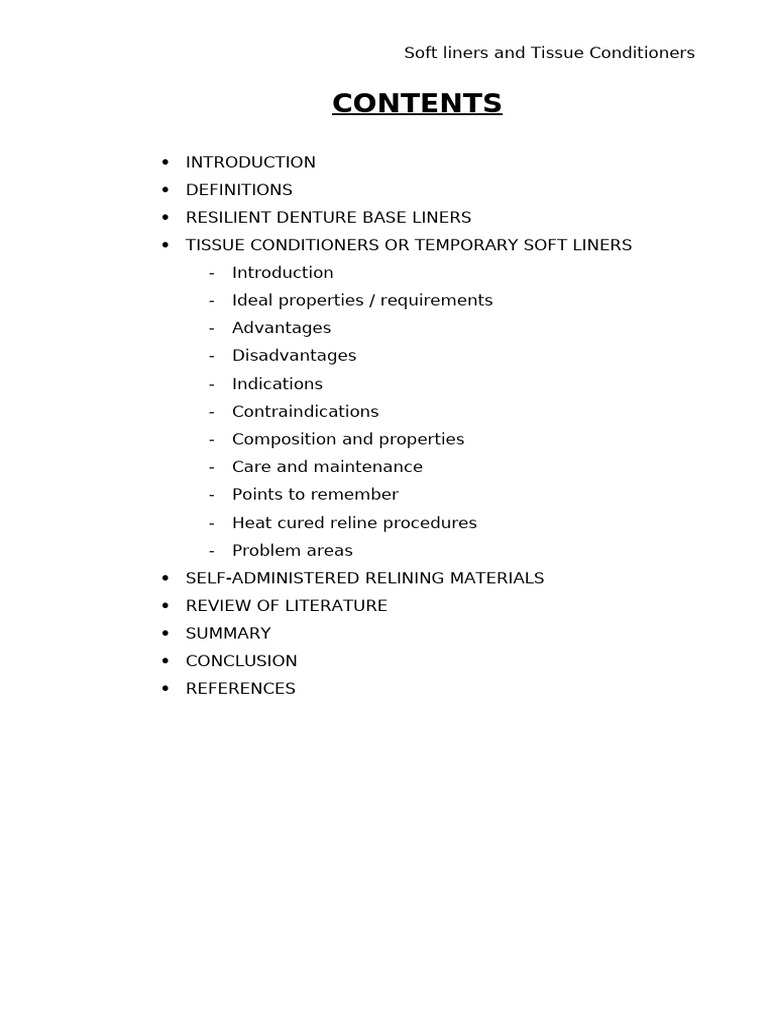 Denture Soft Liners Guide | PDF | Dentures | Silicone