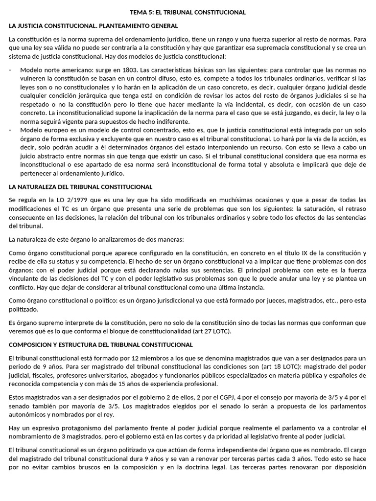 TEMA 5 Consti | PDF | Sentencia (ley) | Constitución