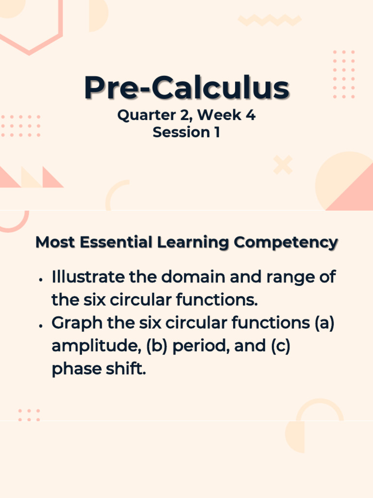 Alculus Q2 - Week 4 Domain Range of Six Circular Functions | PDF ...