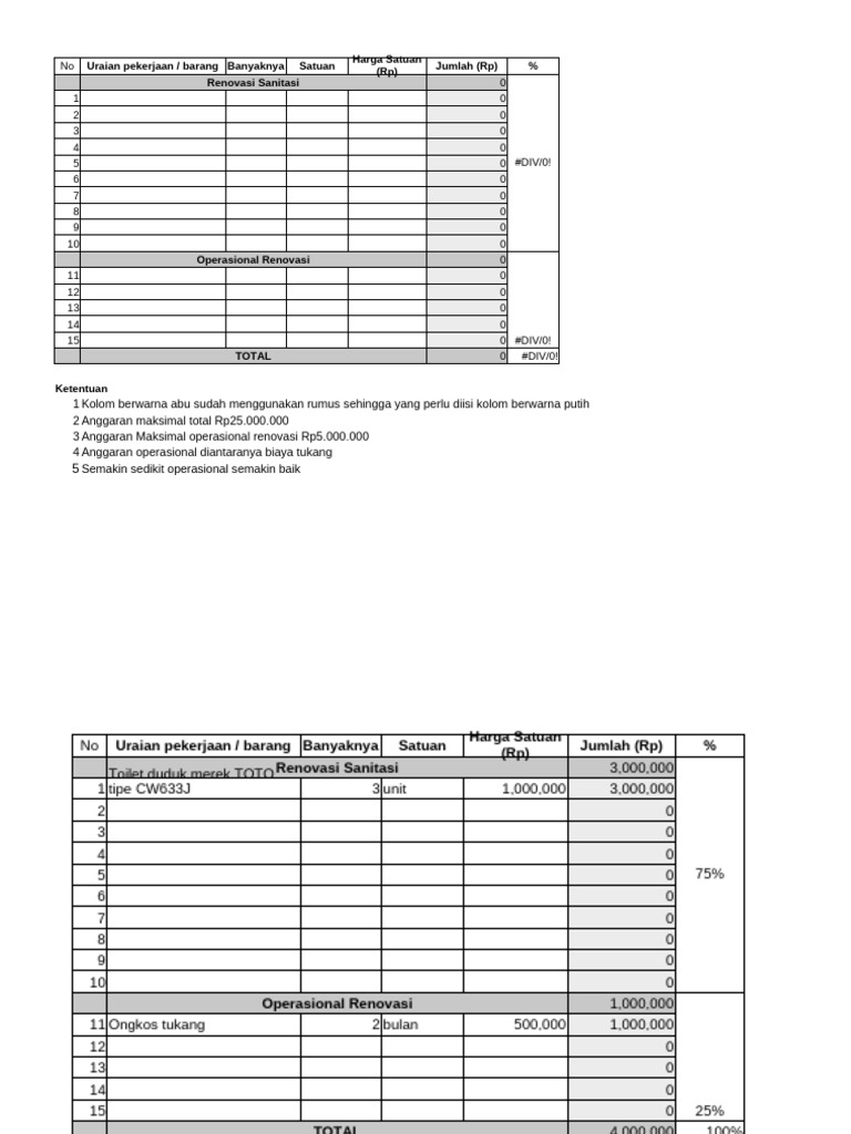 Format RAB Sarana Sanitasi | PDF