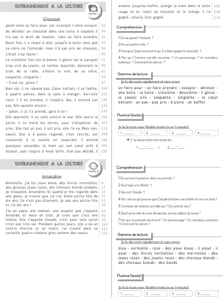Lecture Fluence - CM2 Cours cm2 | PDF