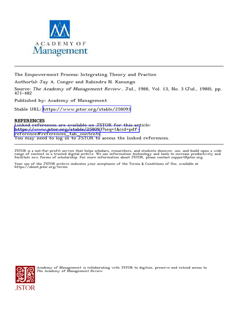 The Empowerment Process - Integrating Theory and Practice | PDF | Self ...