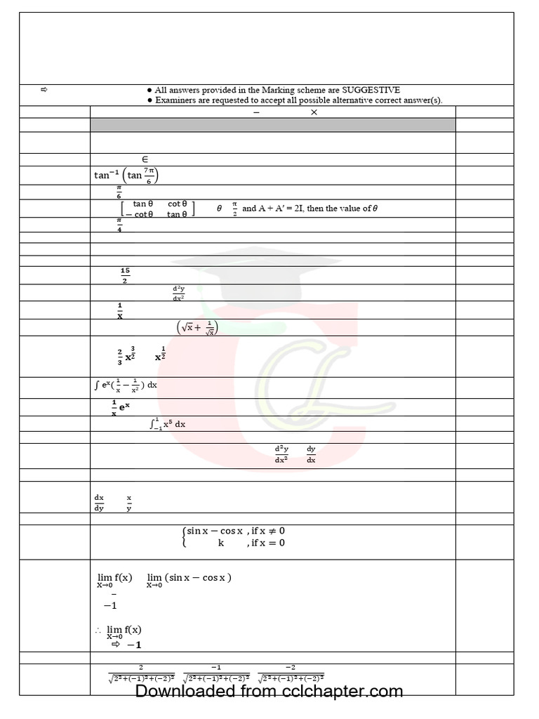 HBSE Class 12 Math Model Paper 1 2024 Answer Key | PDF | Line (Geometry ...