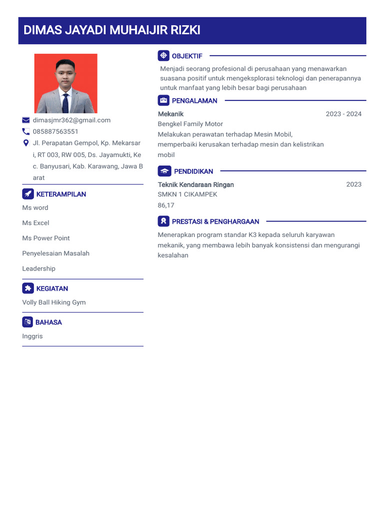 CV-Safety Patrol Dimas Jayadi Muhaijir Rizki | PDF