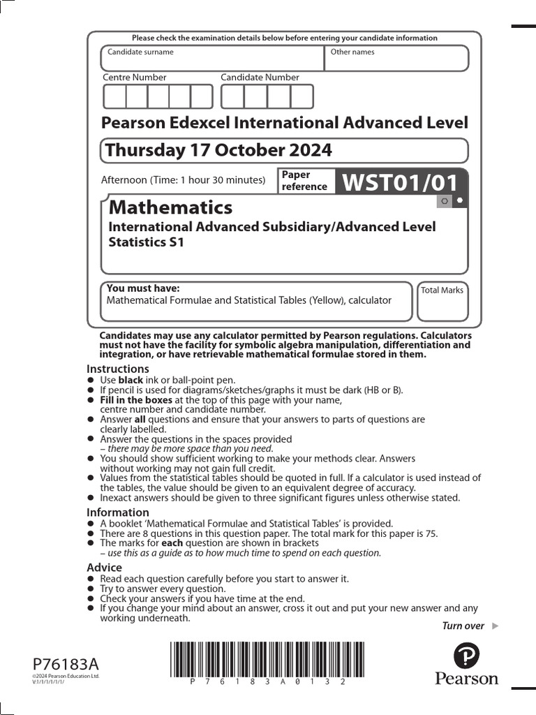 Mathematics: Thursday 17 October 2024 | PDF | Linear Regression ...