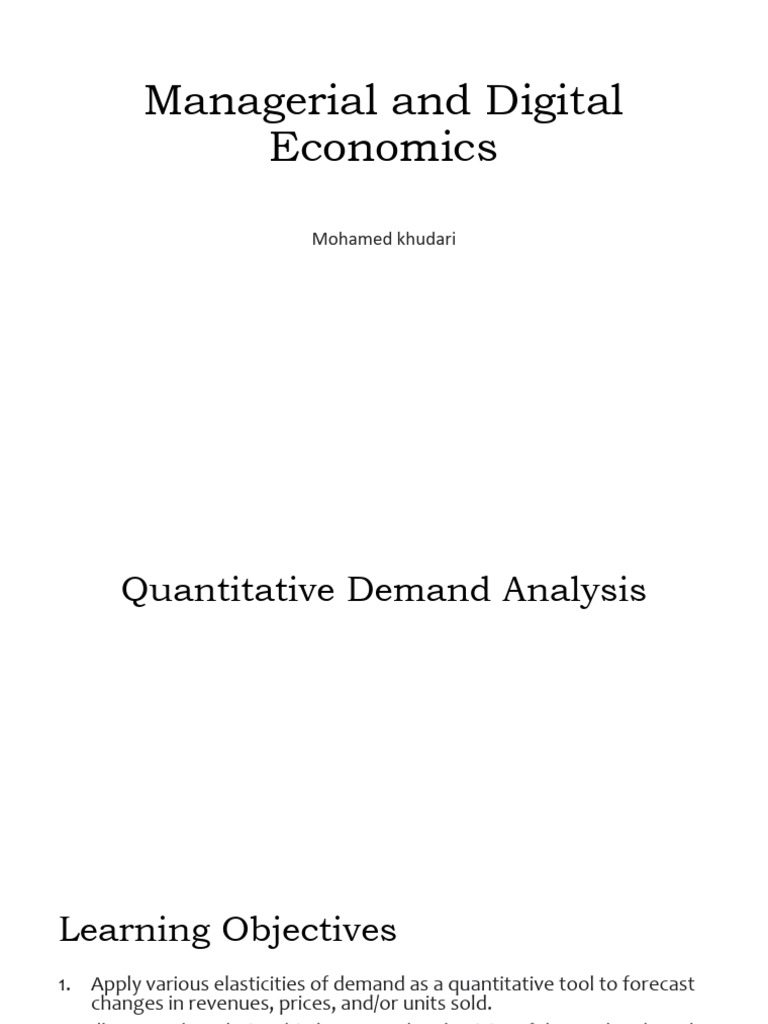 Contemporary Issues in Managiral Economics - ch3 | PDF | Elasticity (Economics) | Demand