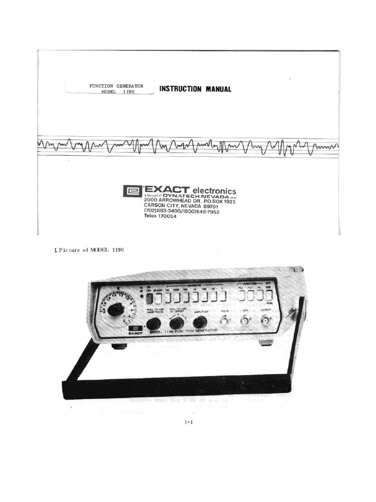 Exact-Electronics Dynatech 1190 2mhz Function Generator SM | PDF ...