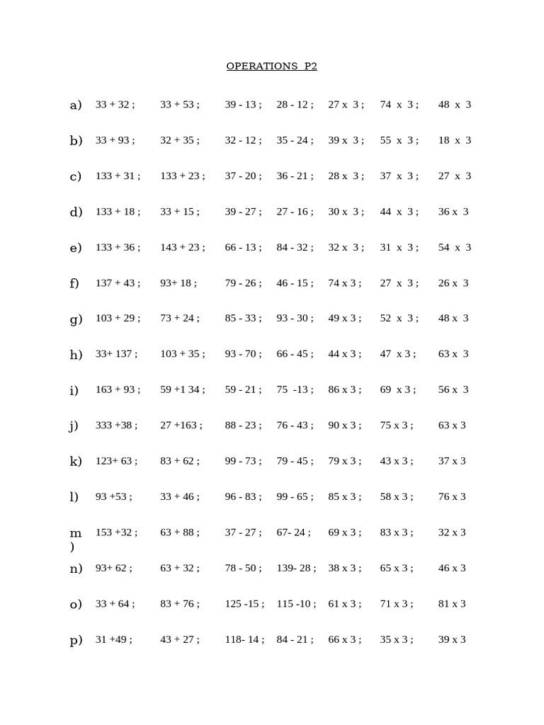 Basic Math Operations Practice | PDF