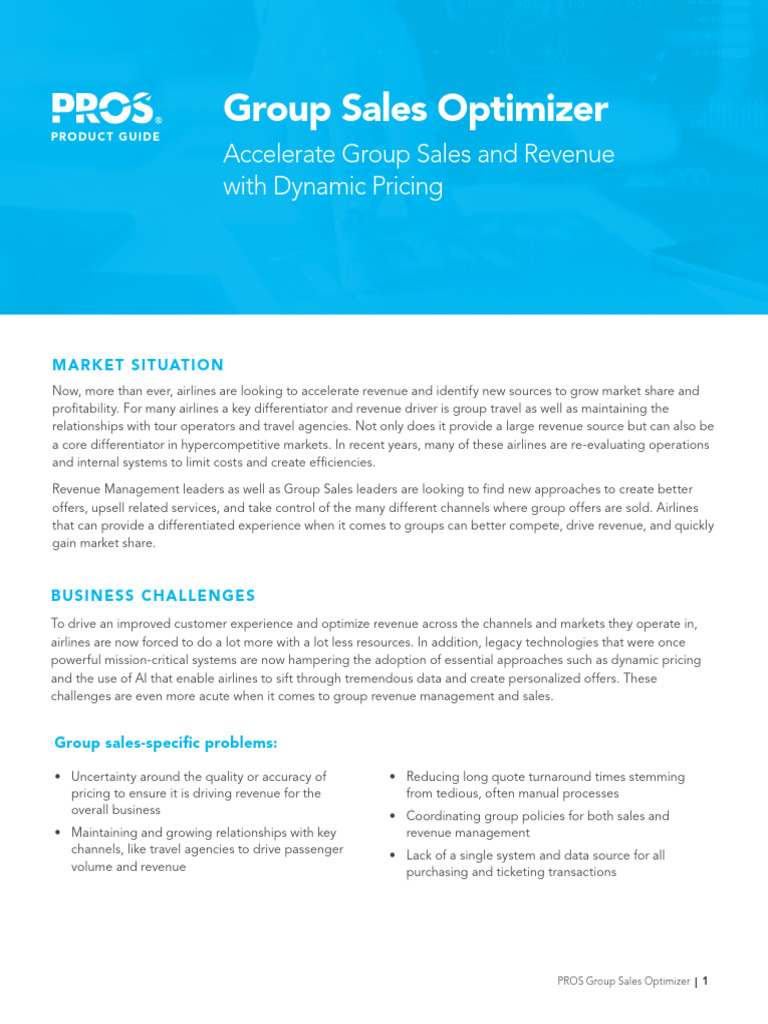 Group Sales Optimizer Product Guide | PDF | Pricing | Business