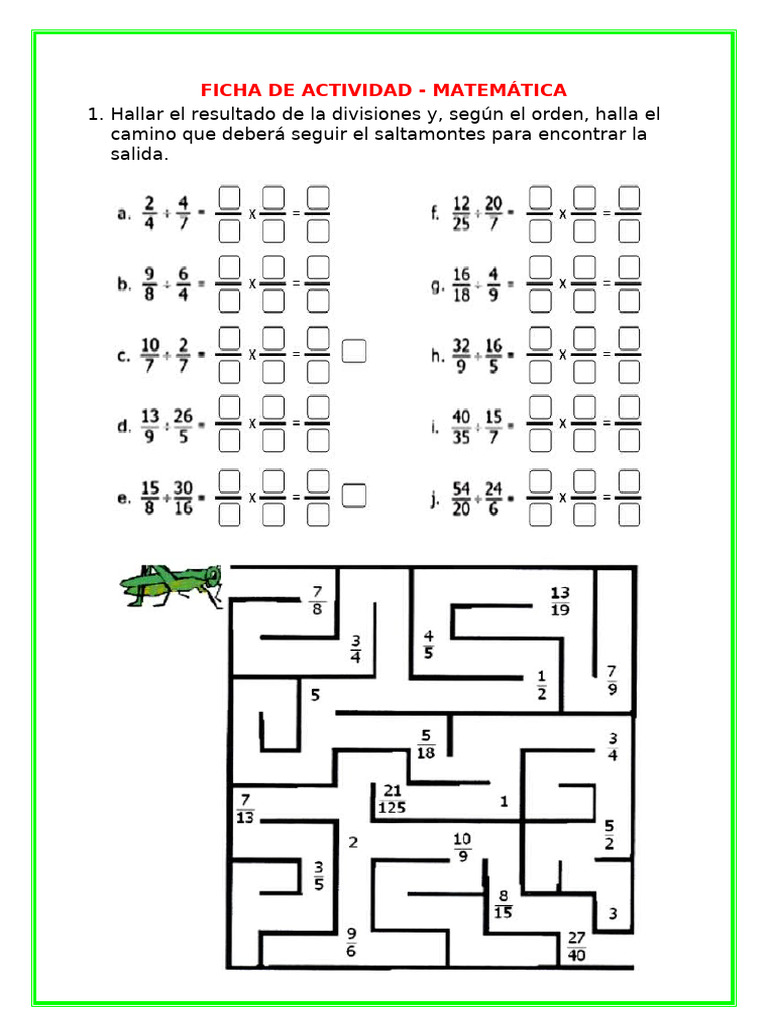 FICHA-MARTES-MAT-DIVISION DE FRACCIONES | PDF FICHA-MARTES-MAT-DIVISION DE FRACCIONES | PDF