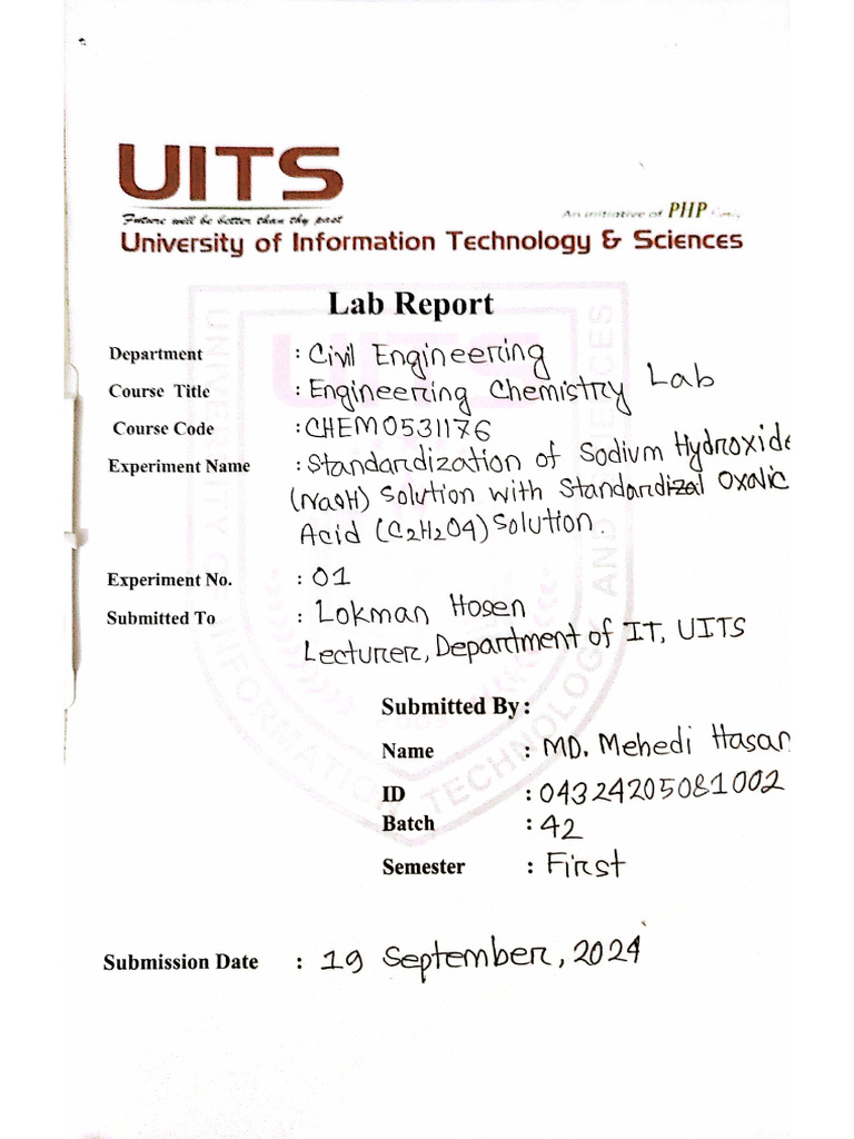 Chemistry Lab Experiment 1-3 | PDF