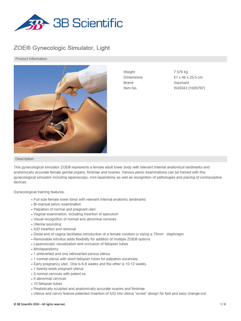 3bscientific Product Details W45043 (1005797) | PDF | Uterus | Vagina