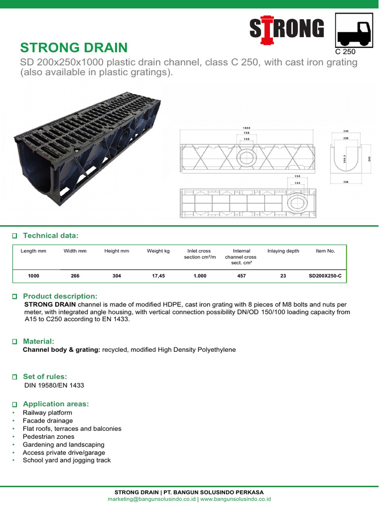 C250 Strong Drain Channel Specifications | PDF