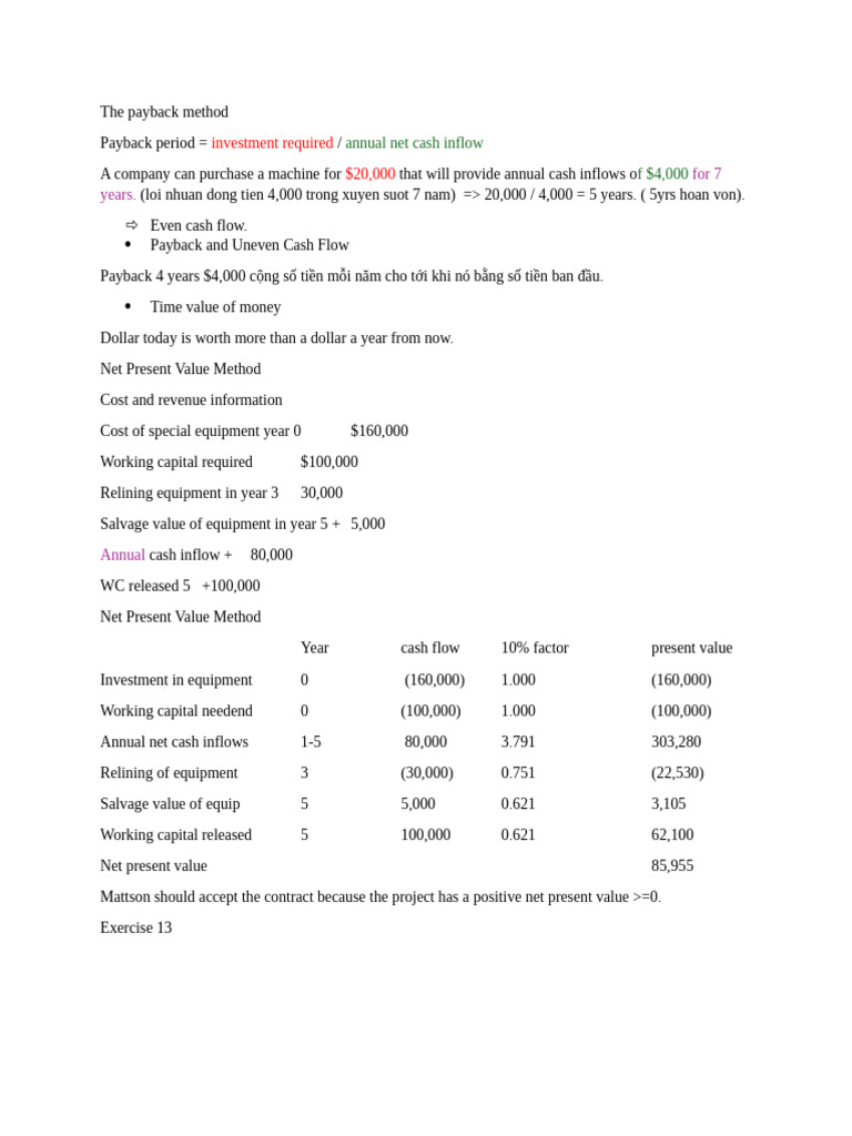 The Payback Method | PDF