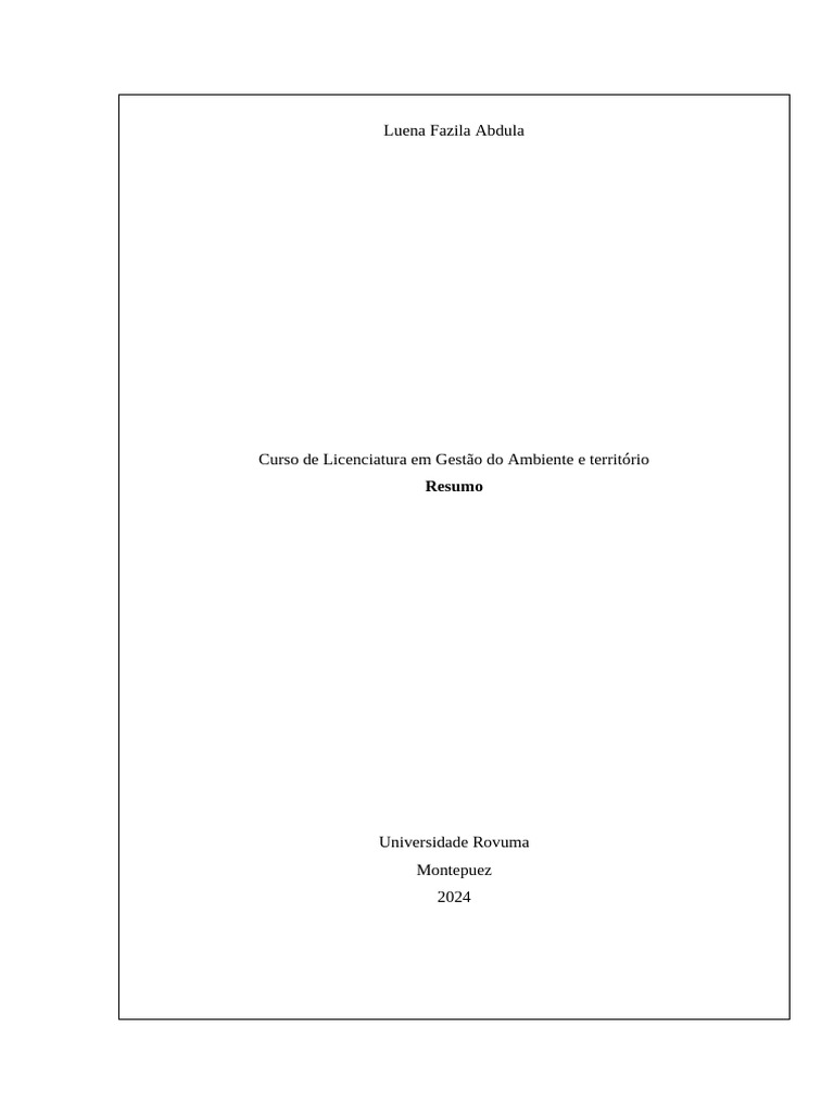 Resumo Luena Pdf Ambiente Natural