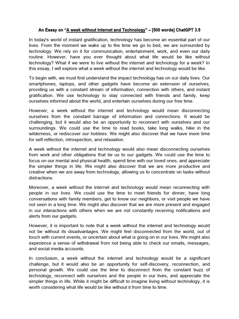 Life Unplugged: A Week Offline | PDF | Human Communication | Communication