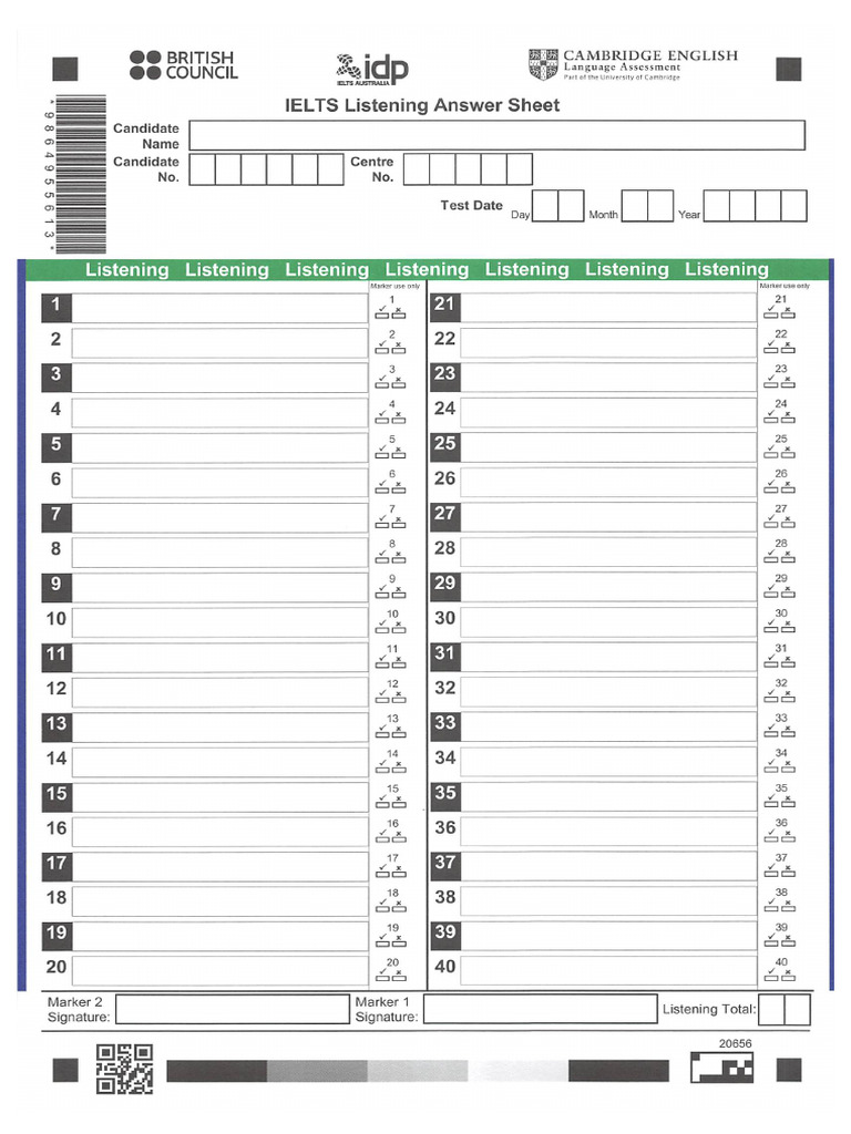 Listening Answer Sheet | PDF