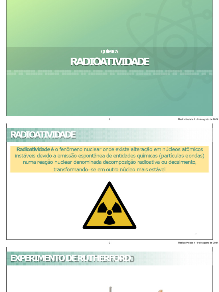 Radioatividade 1 | PDF | Radioatividade | Potência nuclear