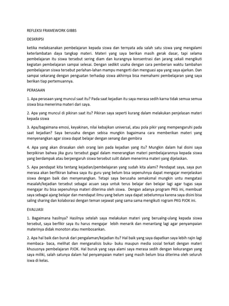 Refleksi - Framework Dan Model-Model Refleksi | PDF