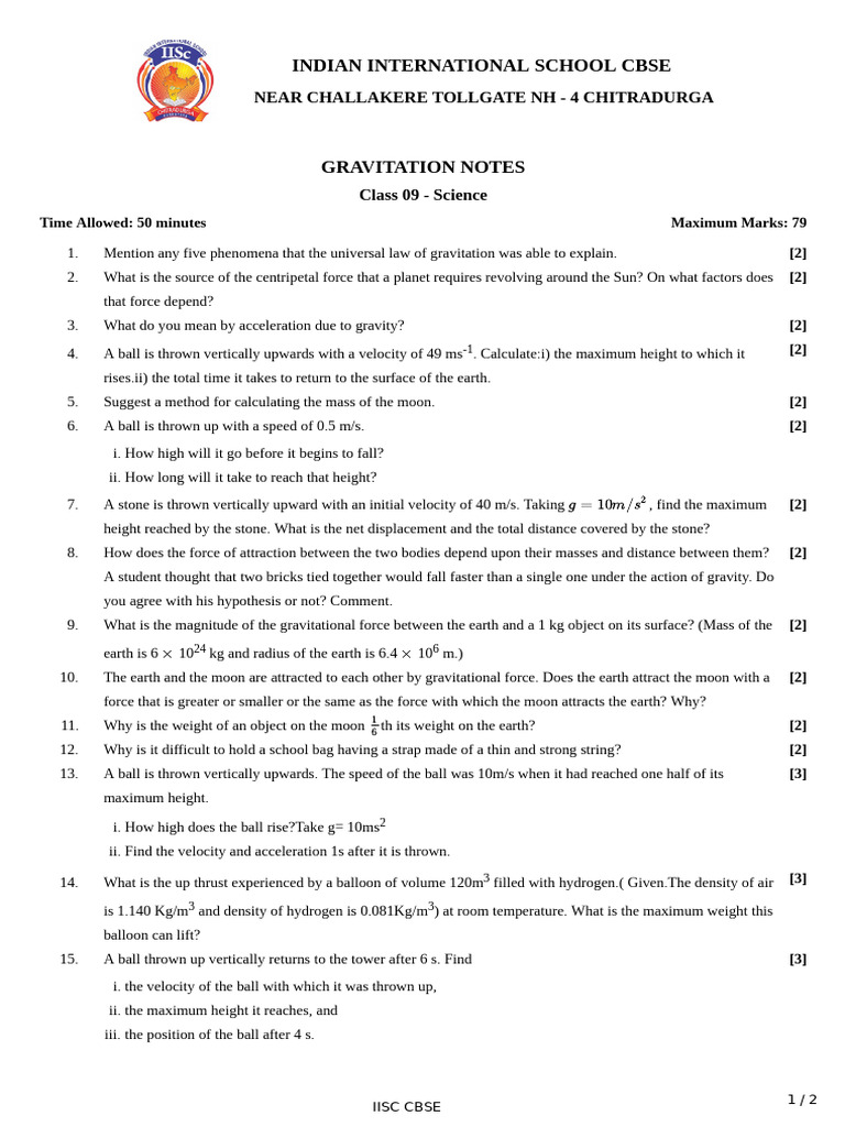 Gravitation Notes | PDF | Force | Gravity
