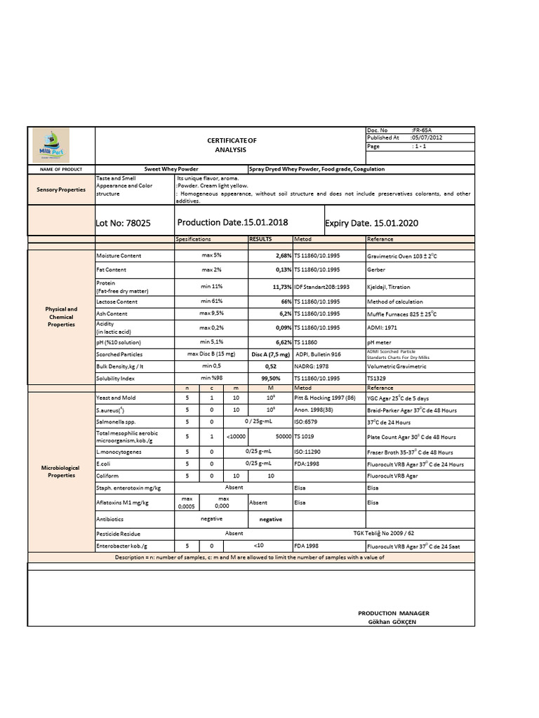 Protein 11 - Sweet Whey Powder -Milk Port | PDF