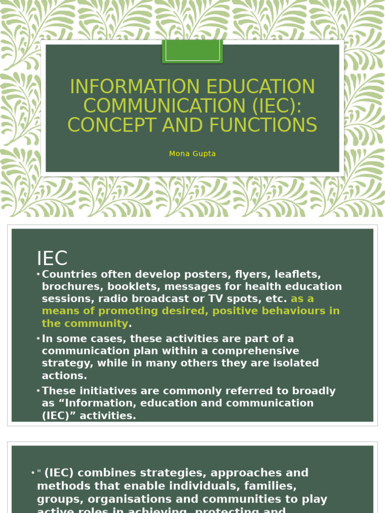 Information Education Communication (IEC) | PDF | Communication | Behavior