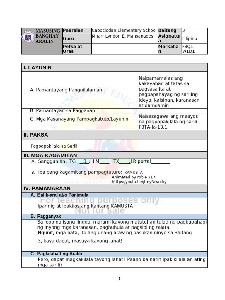Grade 3 Week 1 | PDF