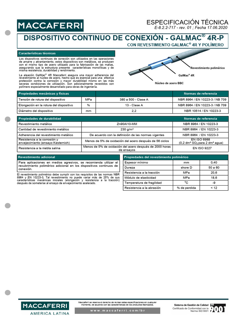 TDS BR Dispositivo Continuo de Conexión G4R P SP | PDF | Revestimiento | Acero