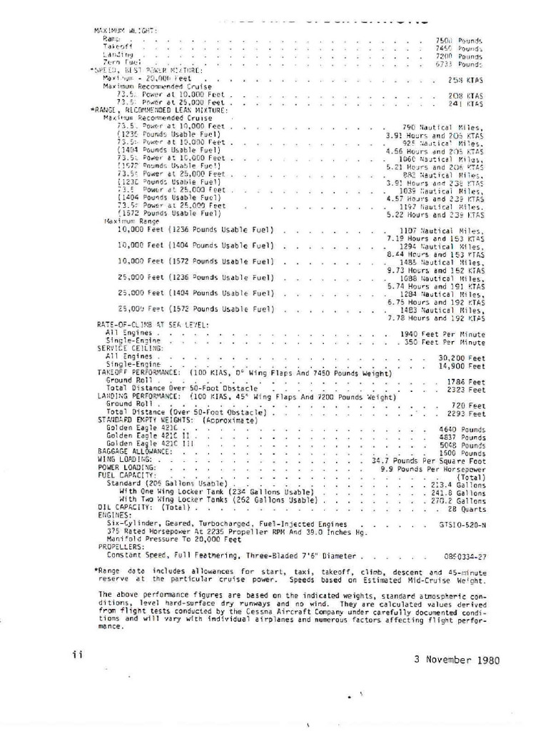 421C POH page 04 | PDF | Gallon | Aviation