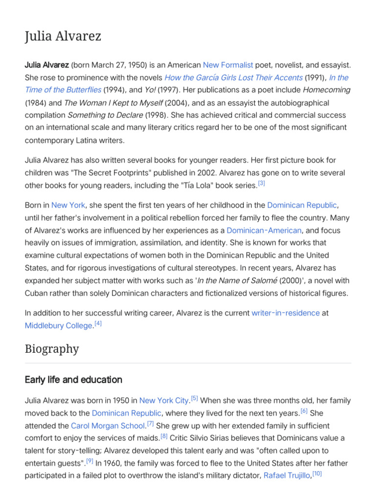 Julia Alvarez: Life and Literary Impact | PDF | Social Science
