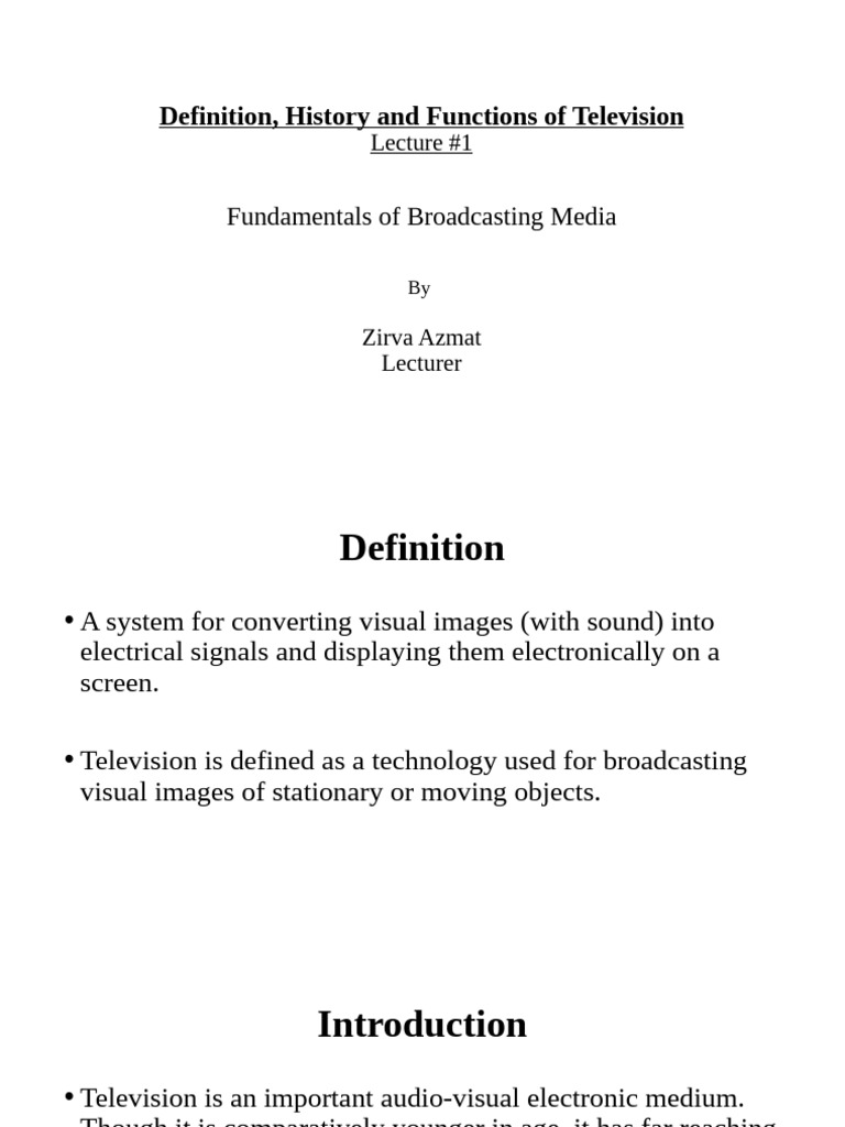 TV Lec 1 & 2 | PDF | Television | Electronics