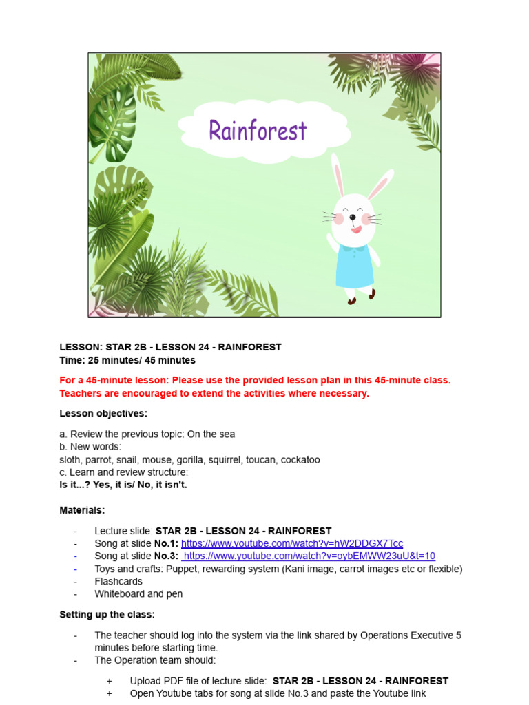 Rainforest Lesson Plan for Kids | PDF | Language Arts & Discipline ...