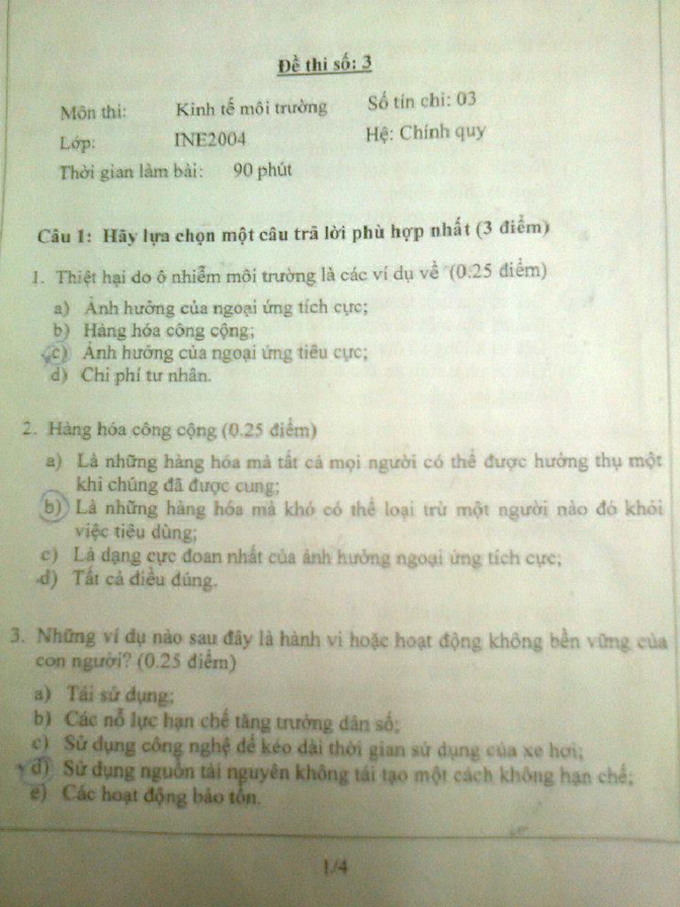Đề thi cuối kì 2012 - Đề 3 | PDF