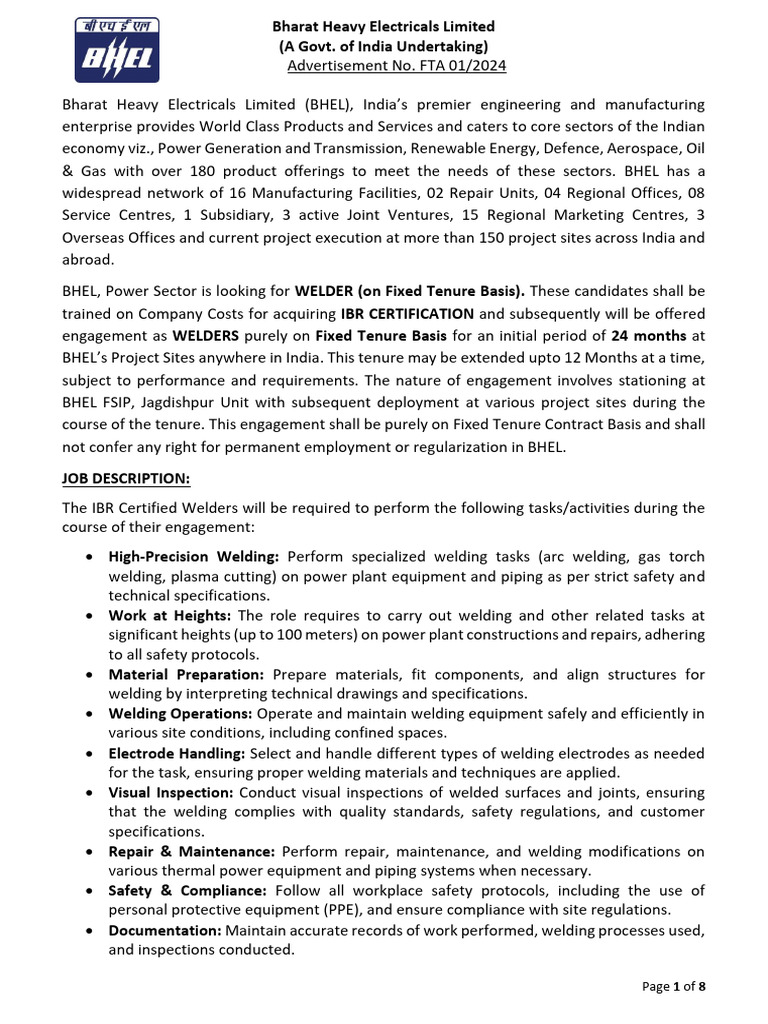 IBR Welder Salary and Job Details in India | PDF
